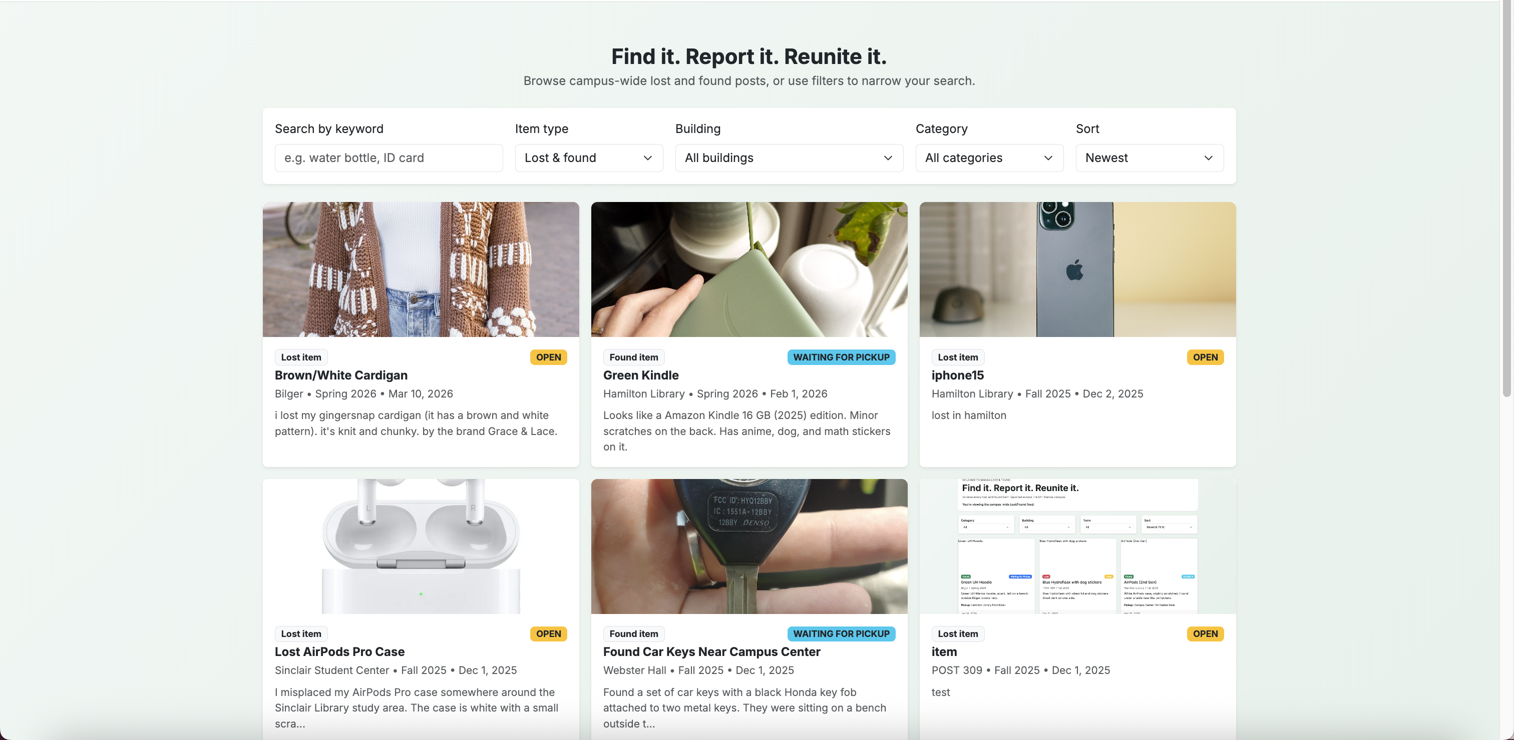 Manoa Lost & Found | Digital hub for lost items within the UH Community